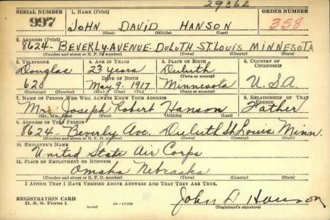 John David Hanson | Veterans Memorial Hall